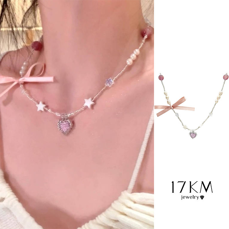 17km Vòng Cổ Ngọc Trai Trái Nữ Tim Choker Ngọt Ngào Nơ Hạt Dây Chuyền Trang Sức Phụ Kiện ...