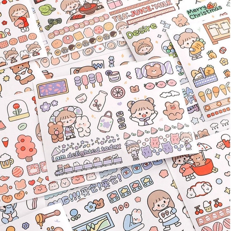 50 Stickers sổ sticker sitker trang trí sổ tay sicker cute hình dán ...