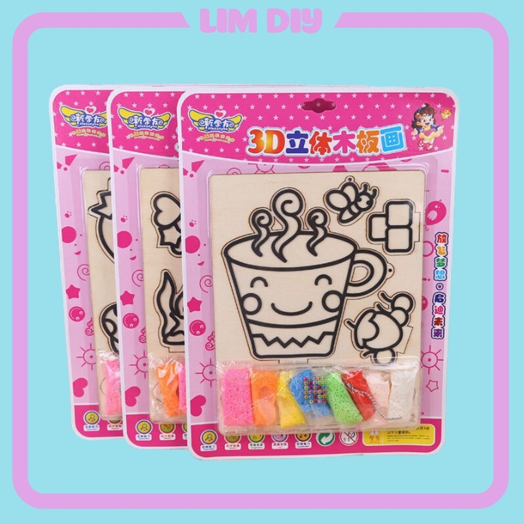 Set tranh gỗ bẻ 3D tô slime xốp sáng tạo cho bé LIM DIY | Shopee Việt Nam