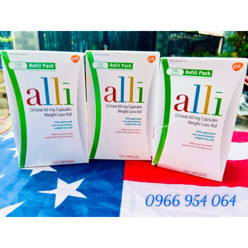 date 8/2025 CHÍNH HÃNG MỸ ALLI ORLISTAT 60 MG CAPSULES WEIGHT LOSS AID 60 VIÊN và 120 VIÊN ...