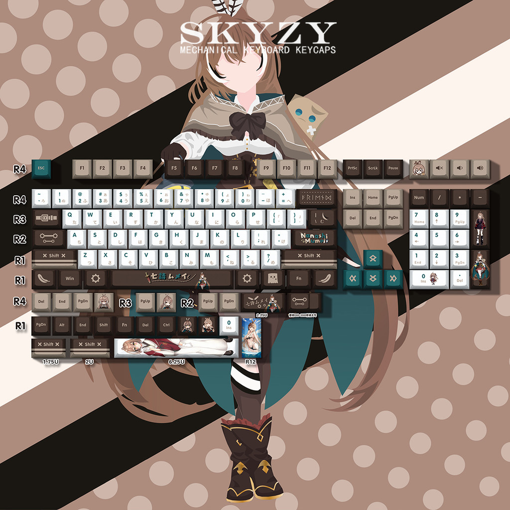 Nanashi Mumei Keycaps Cherry Profile VTuber Hololive PBT Dye Sub Keycap ...