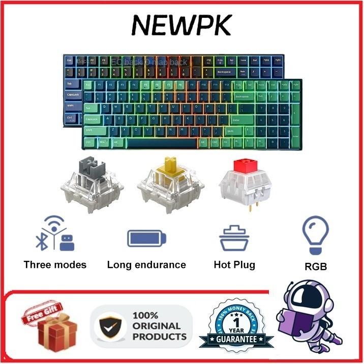 Newmen GM1000 không dây ba chế độ bàn phím cơ tùy chỉnh RGB full key hot plug | Shopee Việt Nam