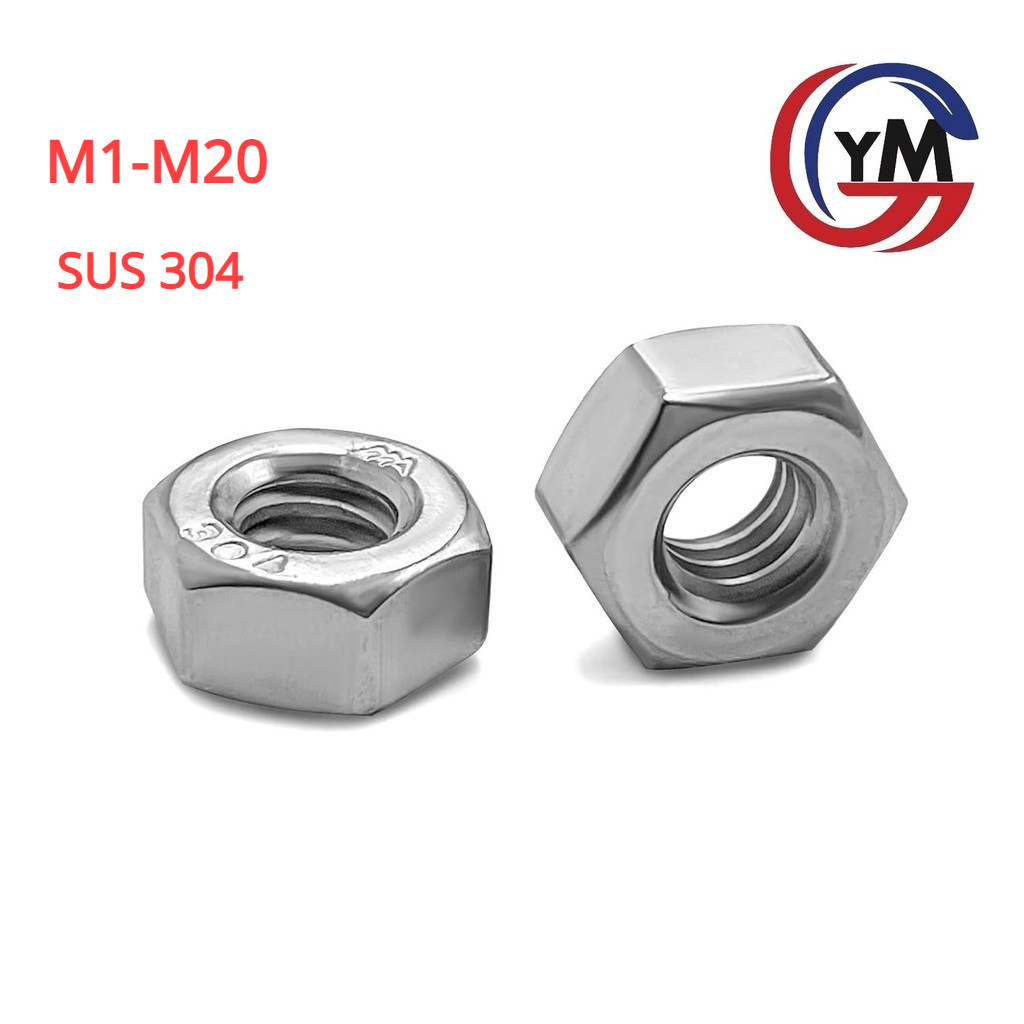[Ymh1] Đai Ốc, Tán Dẹp, Tán Ecu Inox 304 Dùng Cho Bulong Loại Tốt M1M1.2M1.4M1.6/M2/M2.5/M3~M20 ...
