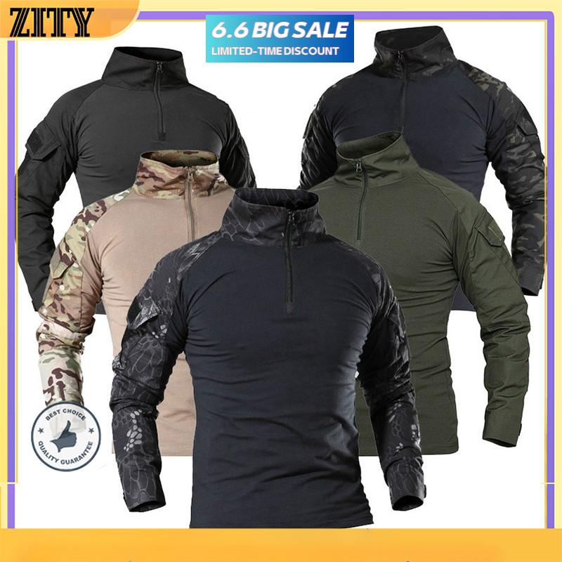 Áo Thun cotton Tay Dài Có Khóa Kéo Họa Tiết Rằn Ri Thời Trang Cho Nam ...