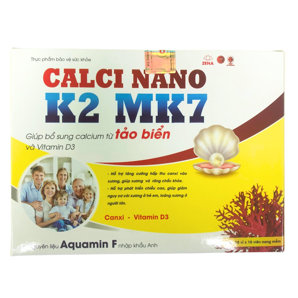 Calci Nano K2 MK7 Tảo biển Aquamin F hộp 100 viên uống giúp phát triển ...