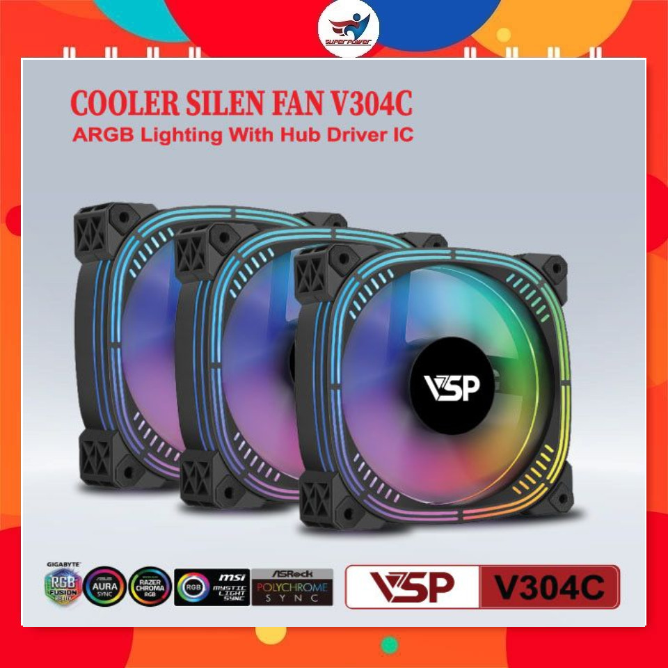 Bộ Kit 3 Fan Case VSP V304C LED ARGB (1 hup/ 1 remote/ 3c Fan) | Shopee ...