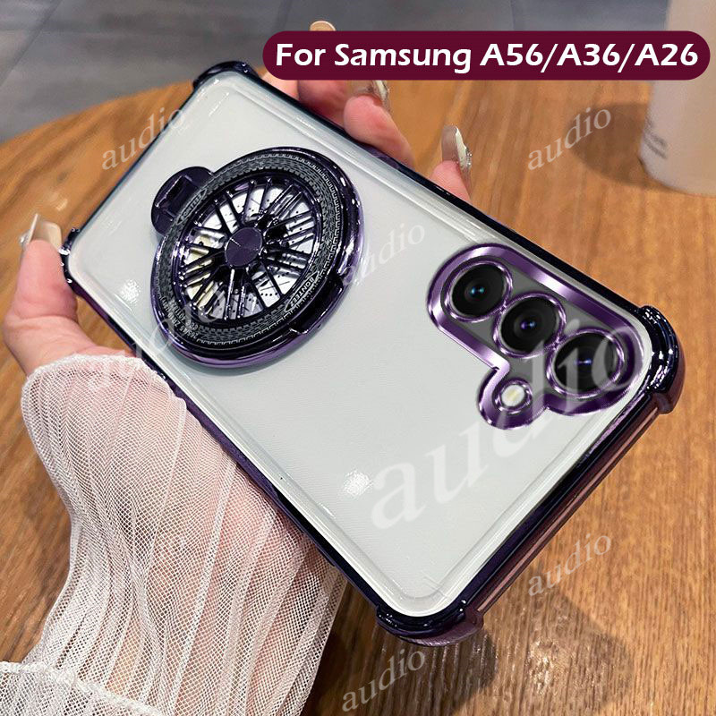 Dành Cho Samsung A56 5G Ốp Điện Thoại Trong Suốt Mạ Bốn Góc Có Giá Đỡ Cối Xay Gió Cho Samsung ...