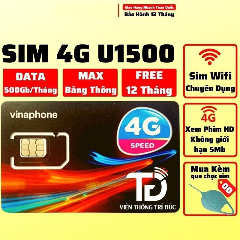 SIM MAX BĂNG THÔNG TRỌN GÓI 1 NĂM 4G VINAPHONE U1500 CÓ 500GB/THÁNG THẢ GA TRUY CẬP - SIM TỐC ĐỘ ...