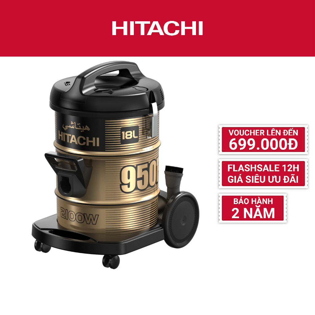Máy hút bụi công nghiệp Hitachi công suất 2100W CV-950F dung tích chứa bụi 18L - Bảo hành 24 ...
