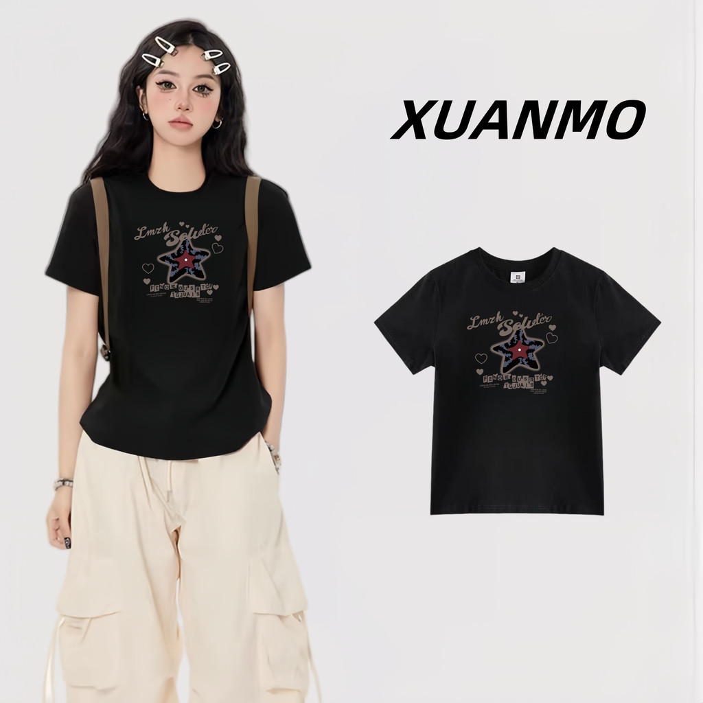 XUANMO Local brand Áo baby tee Áo Thun ôm body Áo y2k 100% cotton Áo thun thể thao ngắn tay mới ...