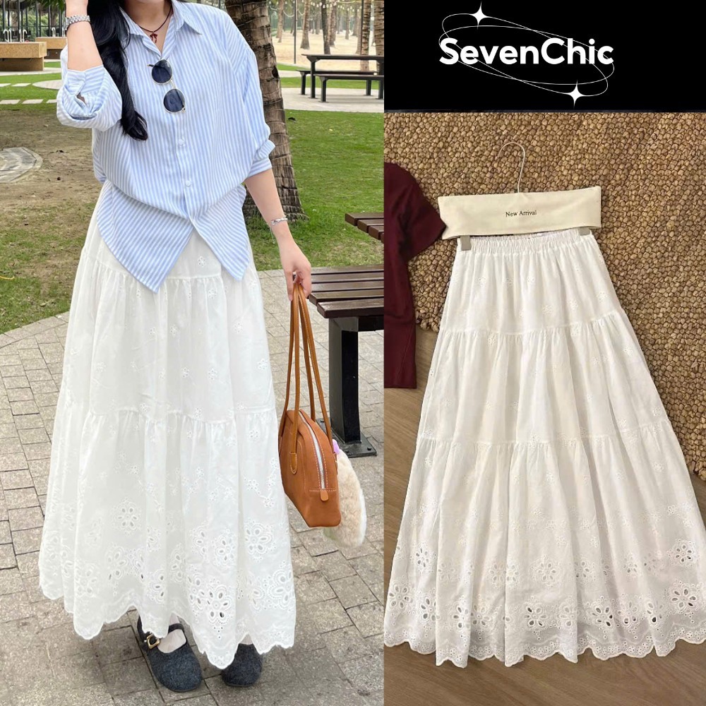 Chân Váy Ren Tiểu Thư Dáng Dài Đi Chơi Có Lót Trong SevenChic - CVren339 | Shopee Việt Nam