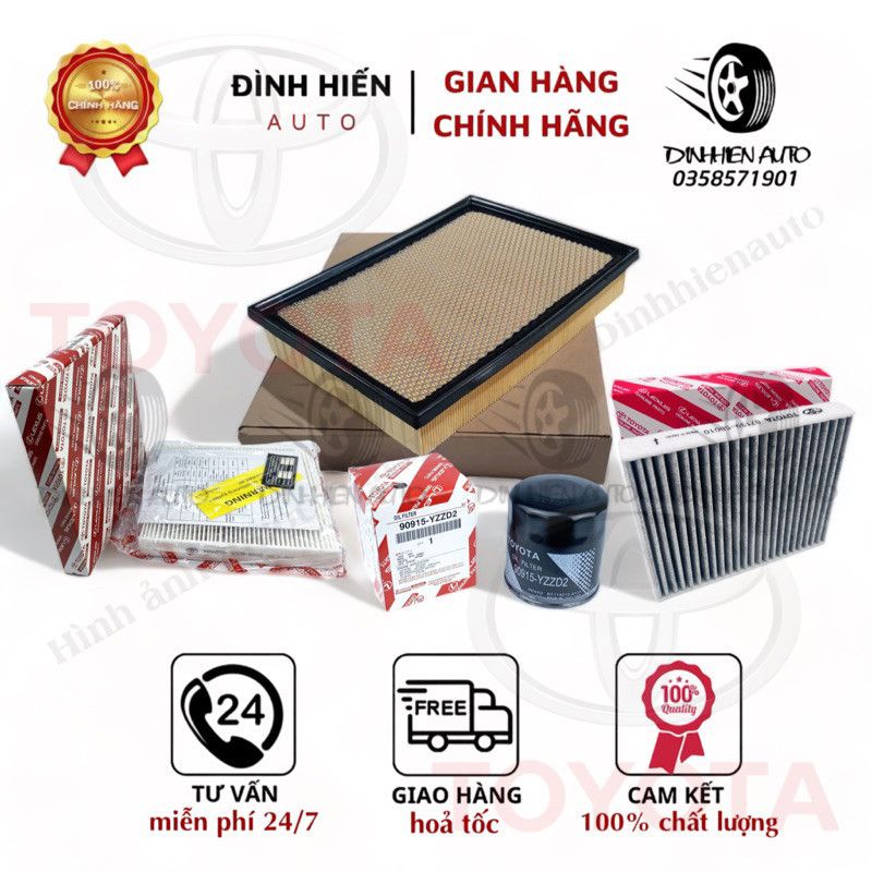 Lọc gió động cơ + lọc gió điều hoà + lọc nhớt Innova, Fortuner, Hilux ...