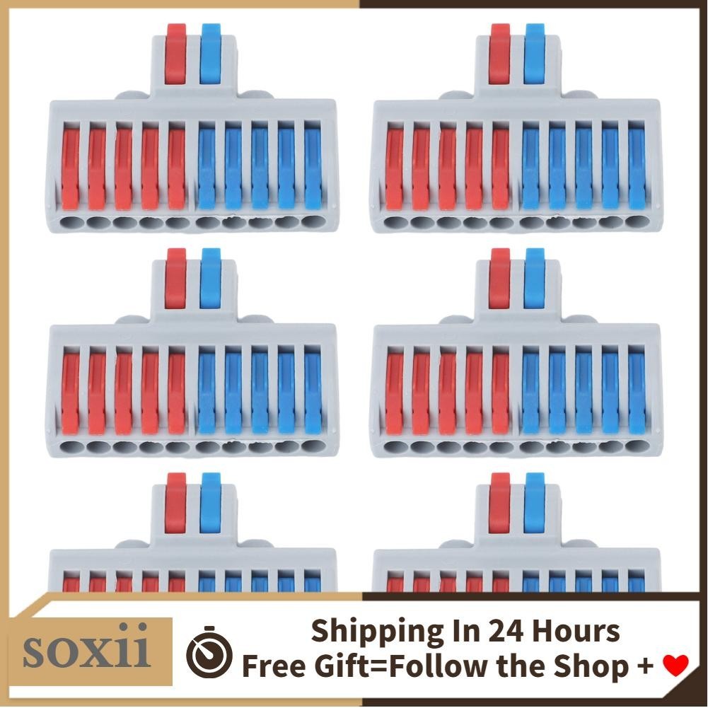 Soxii 6 Pcs Lever Wire Connector 2 In 10 Out Quick Connect Electrical ...