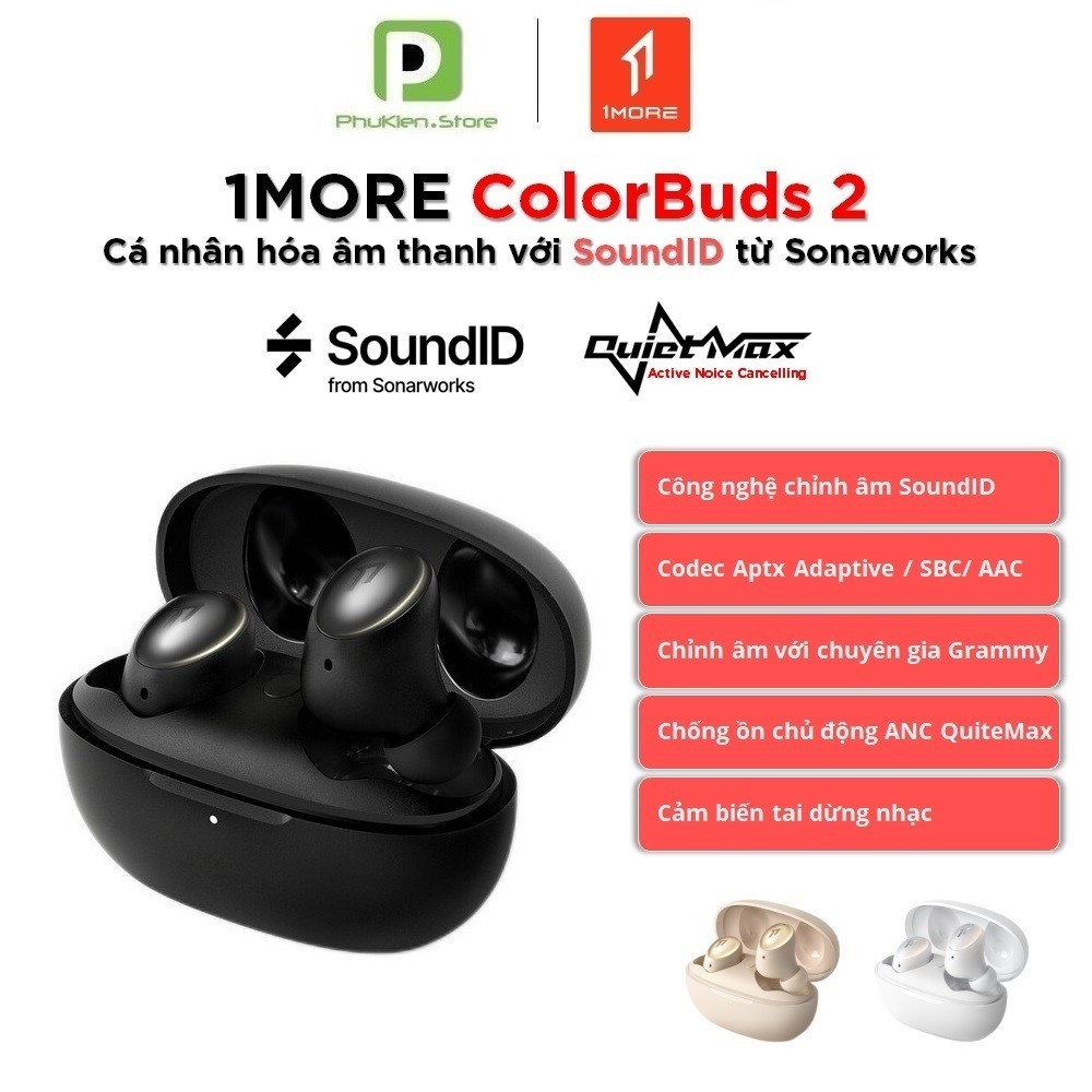 Tai Nghe True Wireless 1More ColorBuds 2 | Chống ồn chủ động | chip QCC3040 BT 5.2 | Sạc không ...