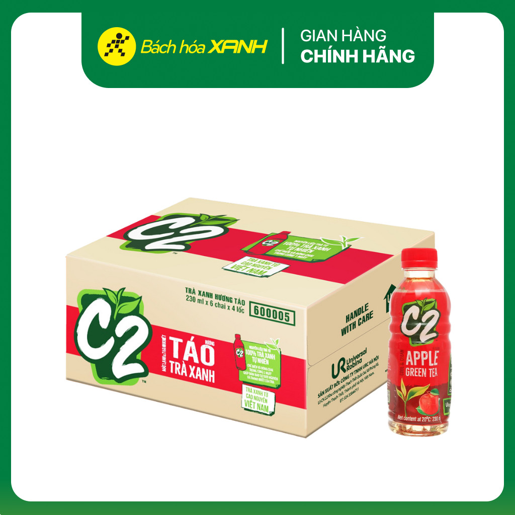 Thùng 24 chai trà xanh C2 hương táo 225ml Bách Hóa Xanh | Shopee Việt Nam