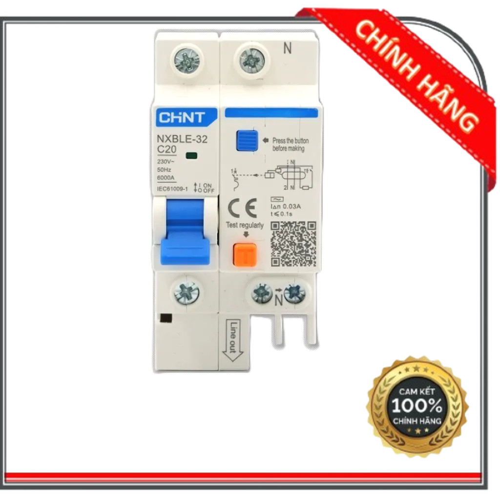 (HCM) Cầu dao Aptomat chống giật, chống dòng rò CHINT 2P (1P + N ) 10A - 63A (Hàng chính hãng CE ...