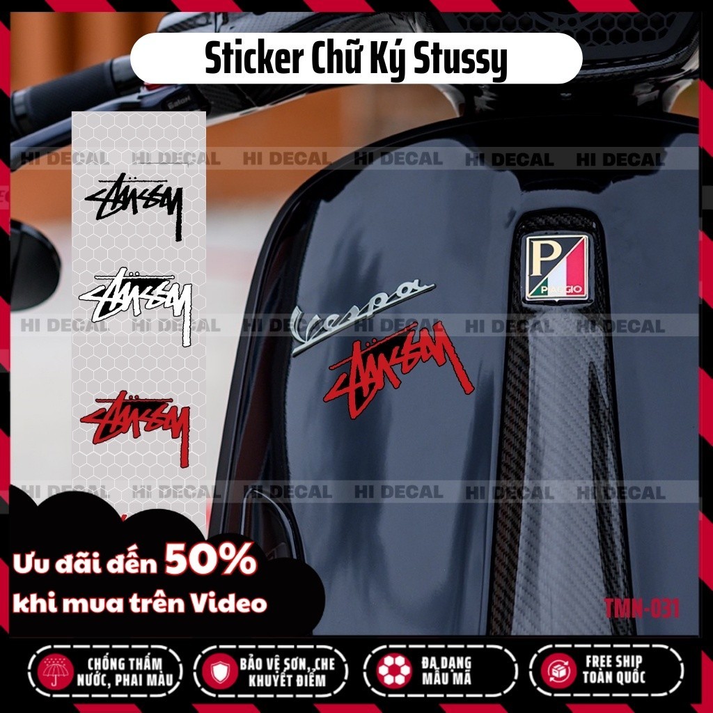 Tem chữ Stussy dán xe, điện thoại | TMN-031 | Decal chữ ký Stussy chống nước chống phai màu ...
