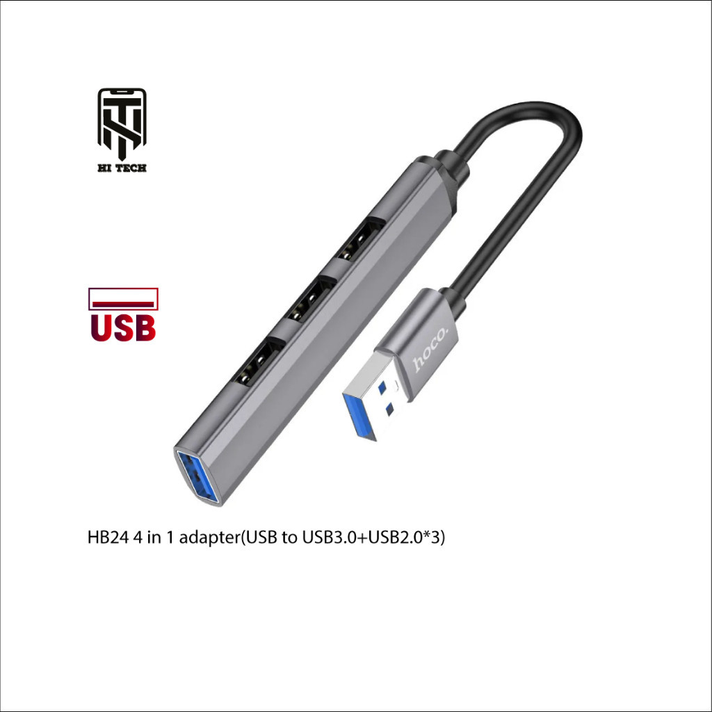 Bộ HUB chuyển Hoco HB26 4in1 USB sang 4 cổng USB ( USB 3.0/ 3 USB 2.0) truyền dữ liệu tương ...