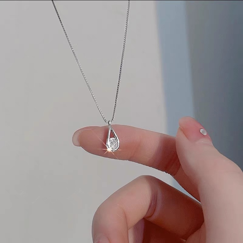 Jojo COCO S925 Mạ Bạc Giọt Nước Zircon Mặt Dây Chuyền Vòng Cổ Nữ Xương ...