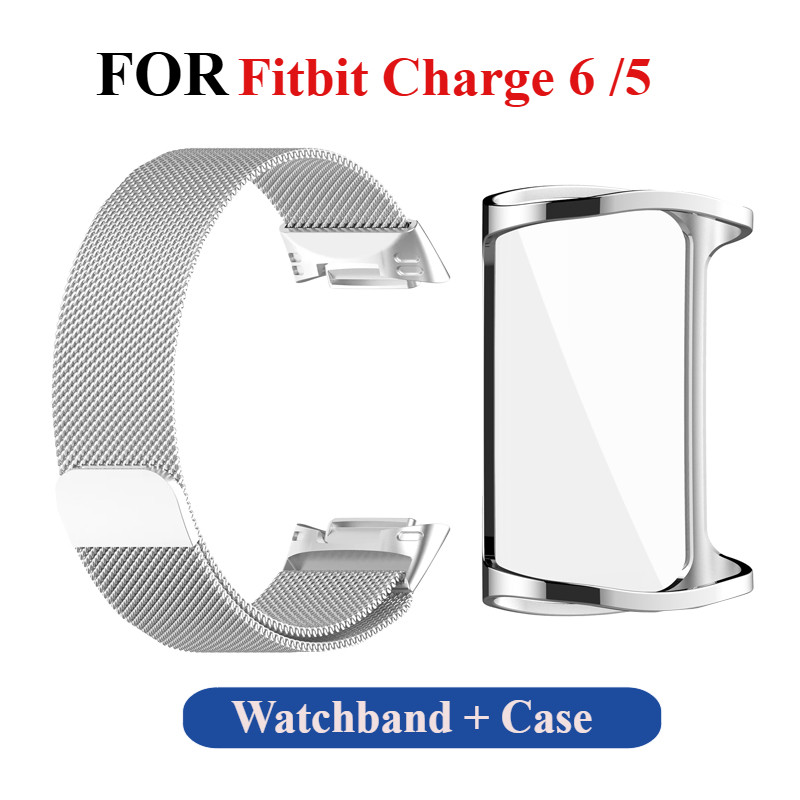 Dây đeo đồng hồ bằng thép không gỉ thay thế và vỏ TPU cho dây đeo cổ tay Fitbit Charge 6 cho phụ ...