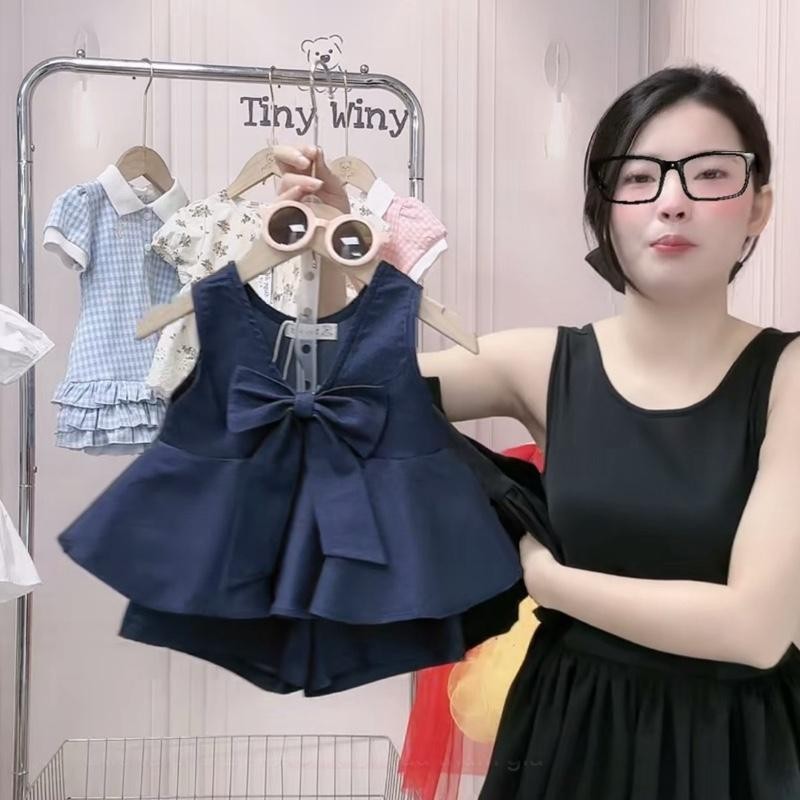 H97 Tiny Winy -Set váy bò phối nơ dễ thương cho bé gái | Shopee Việt Nam