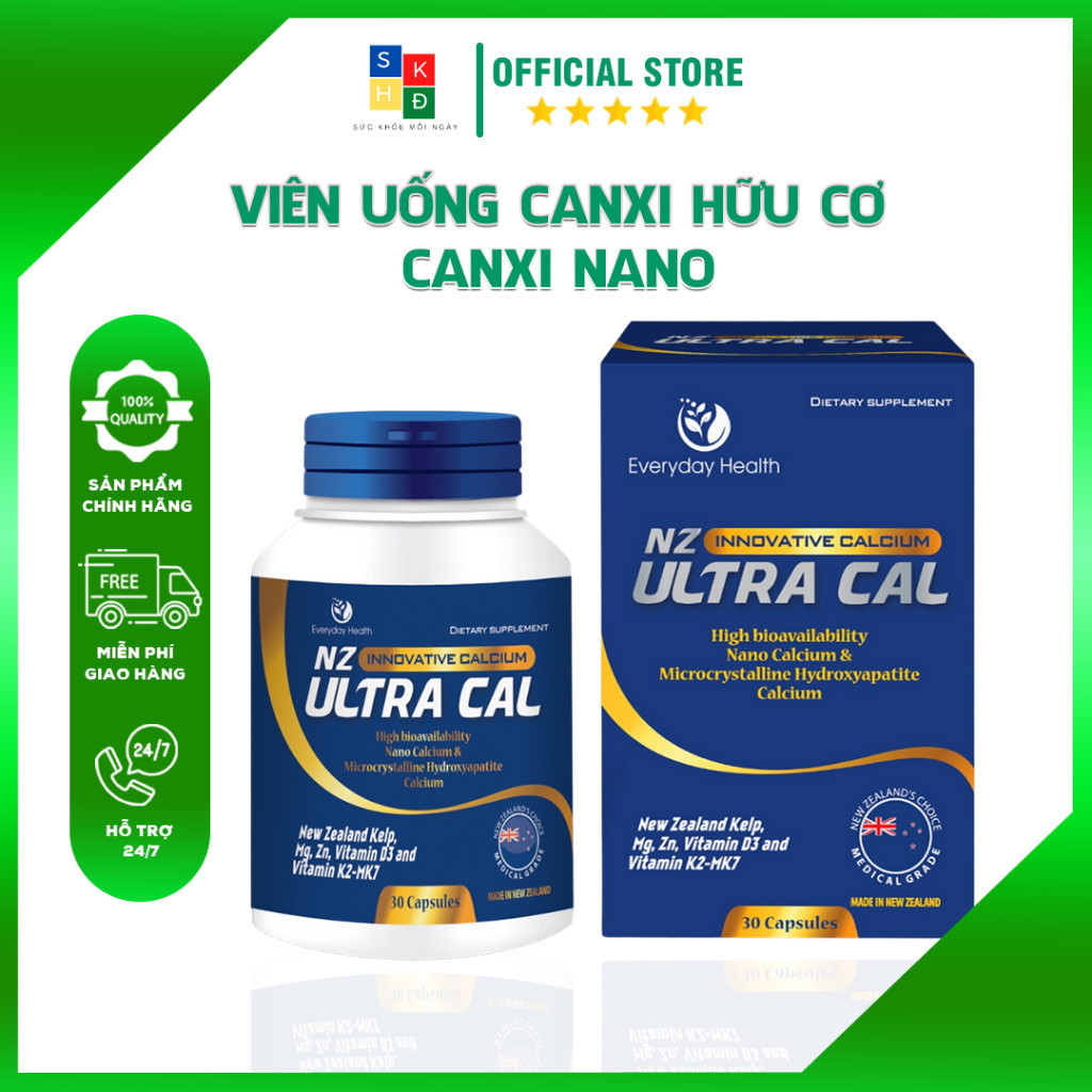 Canxi Hữu Cơ NZ-ULTRA CAL Giúp Xương Thêm Chắc Khỏe, Bổ Sung Canxi NaNo Hộp 30 Viên Nang ...