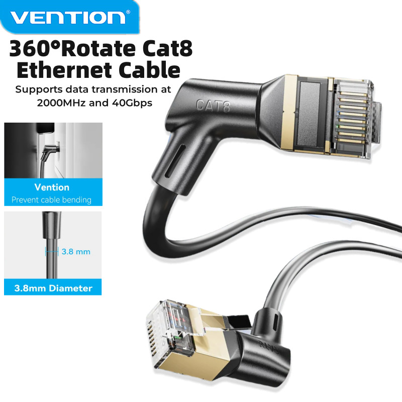 Cáp mạng Vention Class 8 Shielded Network Jumper Double Elbow Xoay ...
