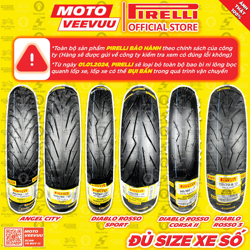 [MTGG] Vỏ lốp xe máy PIRELLI Diablo Rosso Sport Angel City Corsa 2 II Rosso 3 60 70 80 90 100 ...