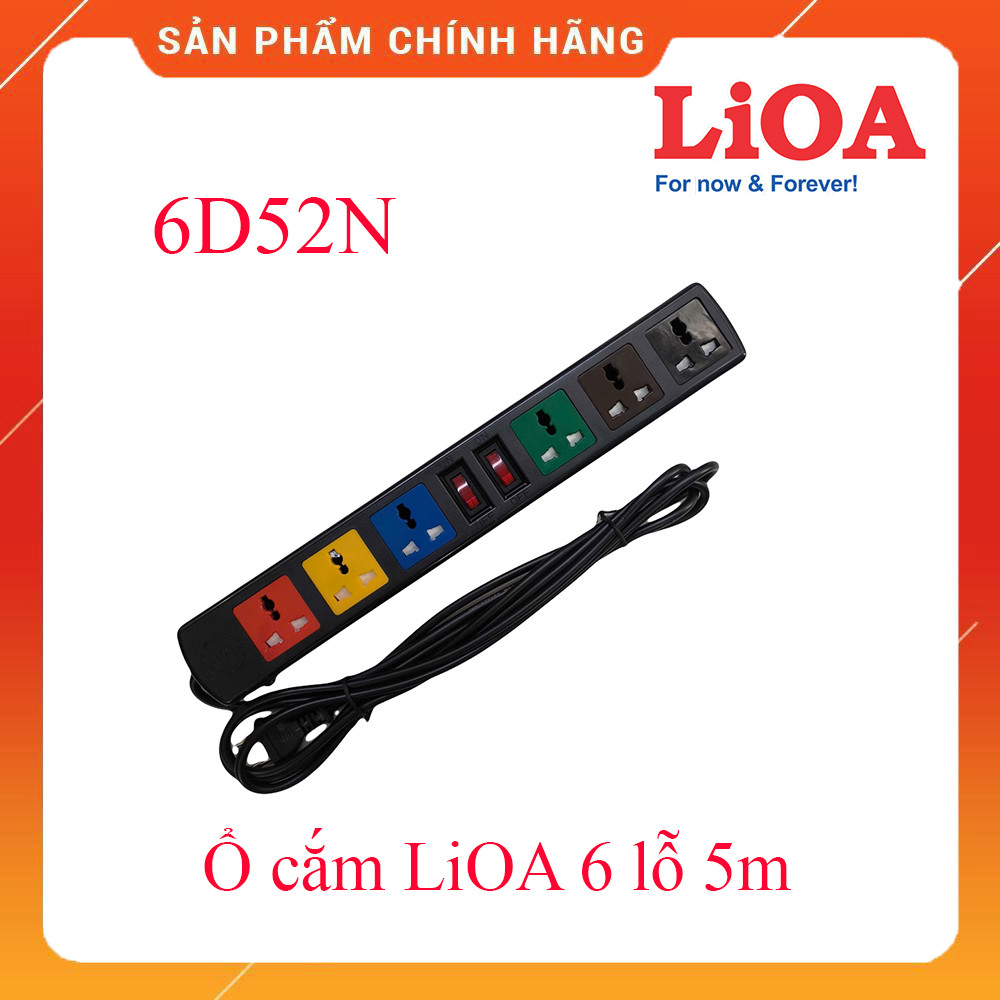 Ổ cắm điện LiOA 6 lỗ 5m 6D52N 6 ổ 3 chấu đa năng kéo dài chính hãng - Điện Nước Quân Hiền ...