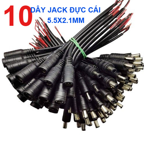 Combo 10 Dây Jack 5.5*2.1mm (Đen) Dây jack đực cái dùng hàn jack sạc ...