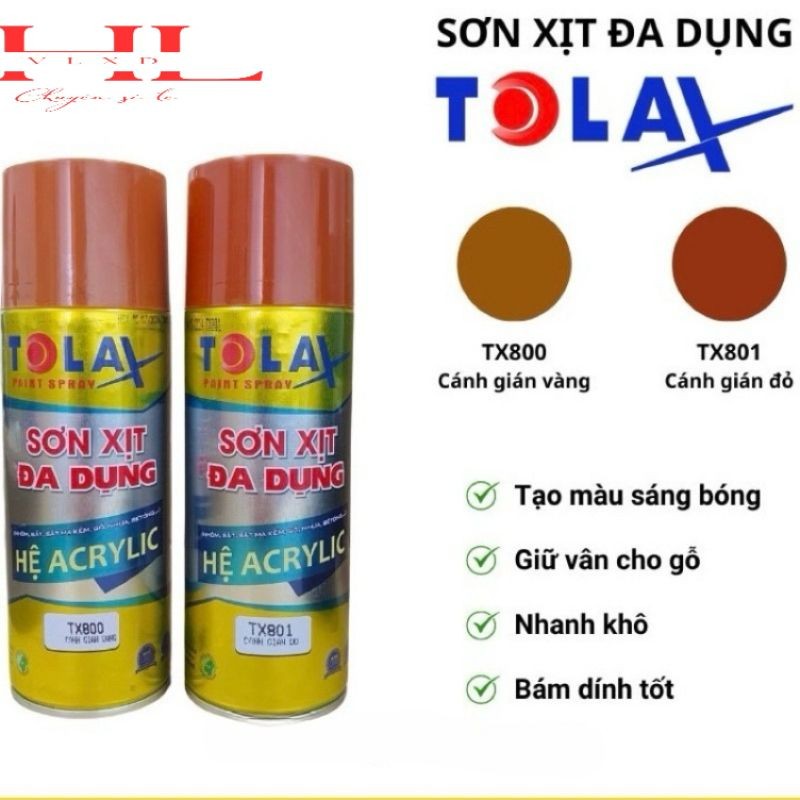 Sơn Xịt TOLAX Màu Cánh Gián Vàng TX800, Cánh Gián Đỏ TX801 | Shopee ...