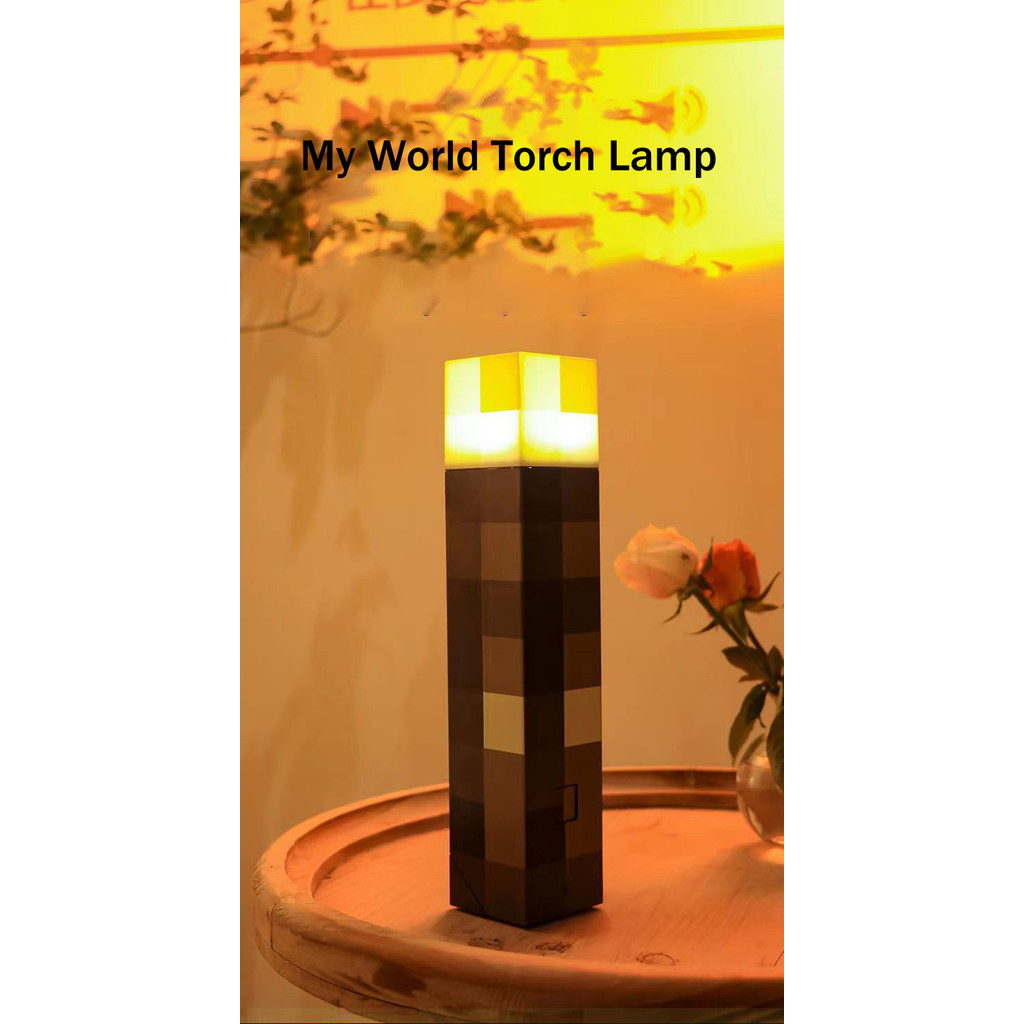 28cm Brownstone Pixel Torch Đèn pin ban đêm Đèn pin LED Minecraft cầm ...