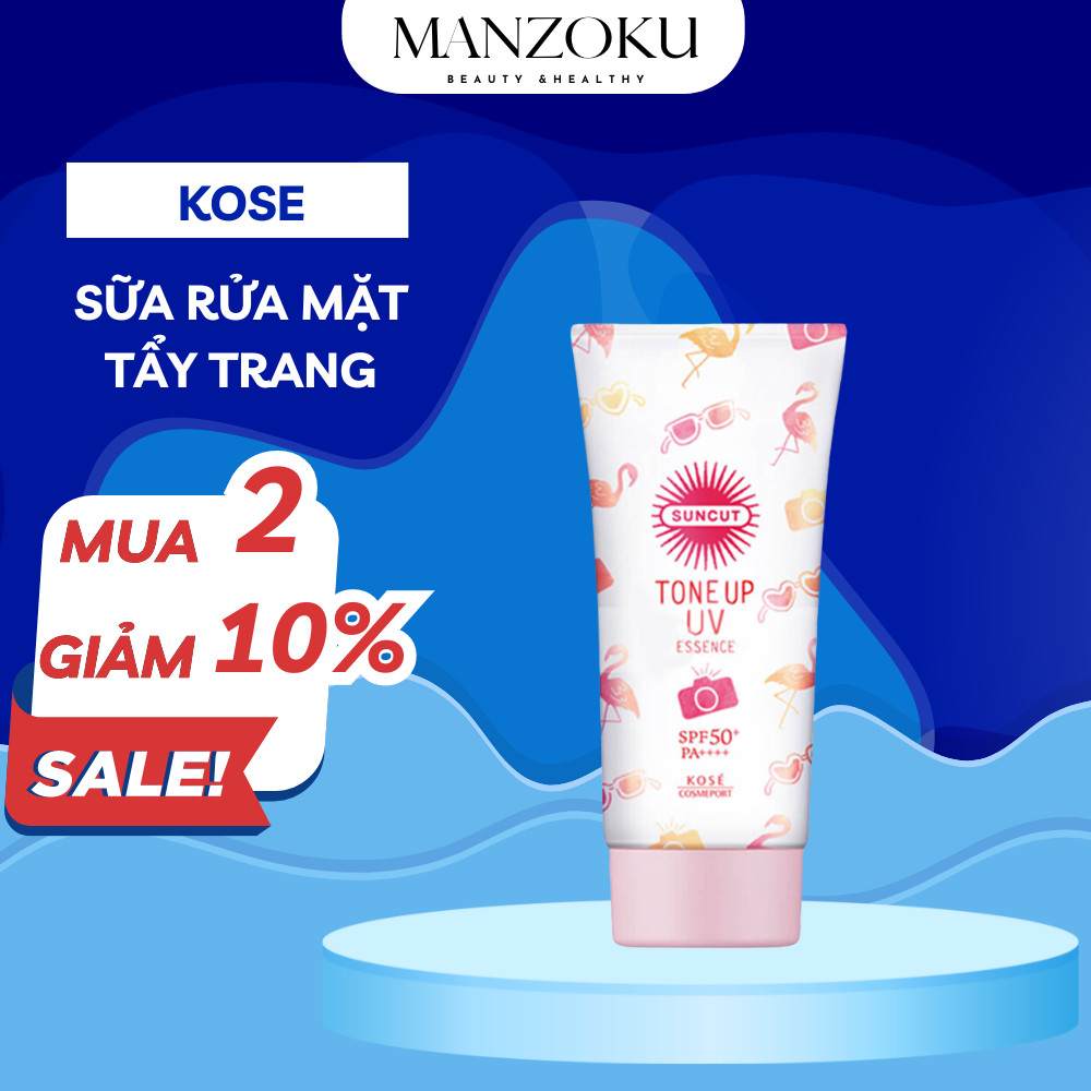 Kem chống nắng Kose Suncut Tone Up UV Essence SPF50 + PA ++++ 80g - làm bật tông da, che một số ...
