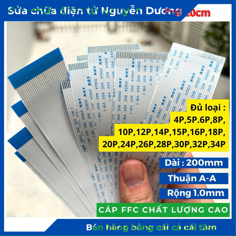 [ Rẻ - chất lượng ] Cáp FFC dài 200mm 1.0/0.5mm thuân AA MỚI, đầy đủ các loại 4P 5P 6P 8P ...