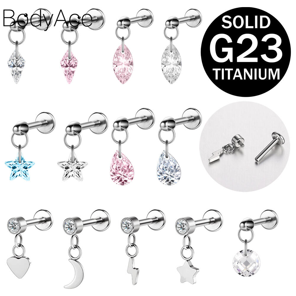 Bodyace G23 Titan Lip Piercing 1 Pc Bên Trong Ren Môi Stud 16G Labret ...
