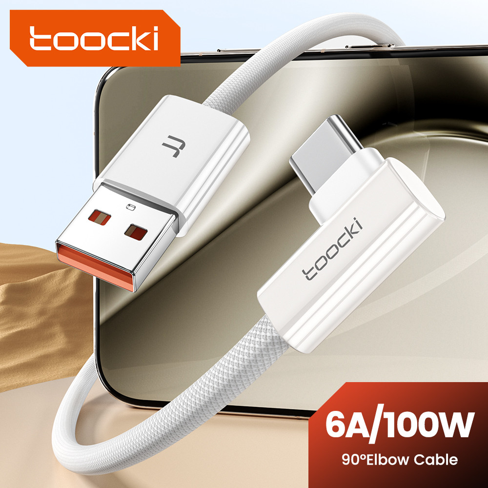 Toocki 100W A-C 90 độ Khuỷu Tay Ngày Cáp 6A Sạc Nhanh USB Sang Type-C Dây Sạc Cho IPh15 Chơi Trò ...