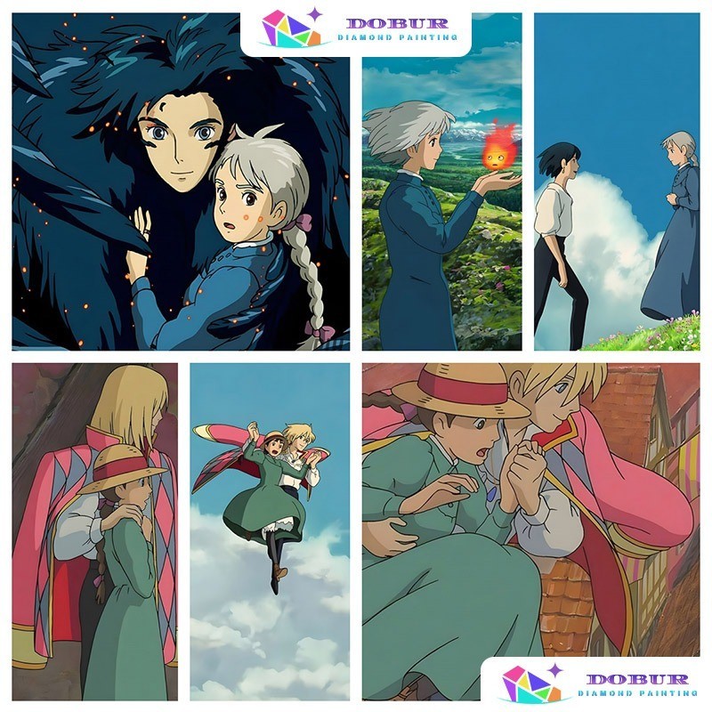 DOBUR | Bộ tranh kim cương | Miyazaki anime Howl 's Moving Castle 5D ...