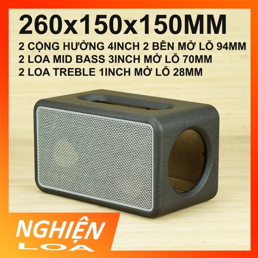 [NGHIỆN LOA] Box loa bọc da 260x150x170mm góc cong lớn - ghép loa 3inch ...
