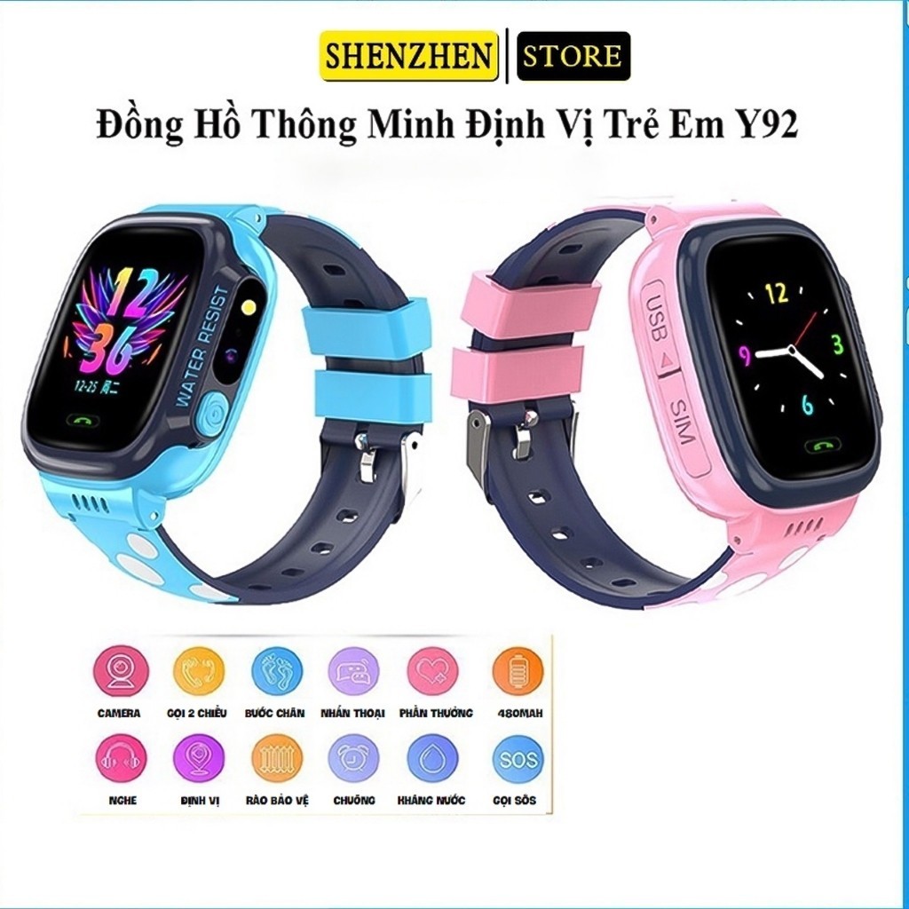 Đồng Hồ Thông Minh Y92 Q12 Định Vị LBS dành cho bé (có camera) 1.44 inch, chống nước IP67 ...