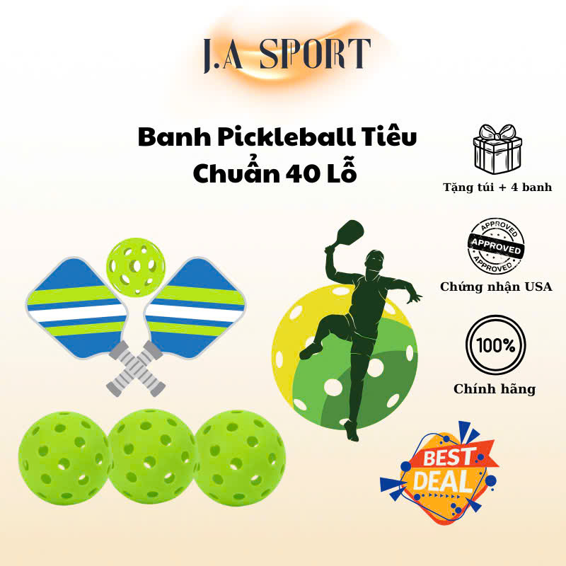 Banh Pickleball Tiêu Chuẩn 40 Lỗ Với Đường Kính 74mm, Phù hợp Luyện Tập ...