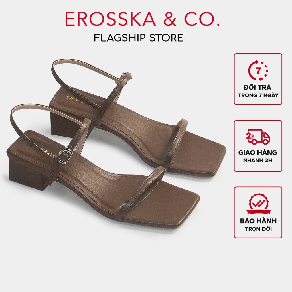 Erosska - Giày sandal cao gót nữ hở mũi quai mảnh gót vuông cao 4cm màu ...