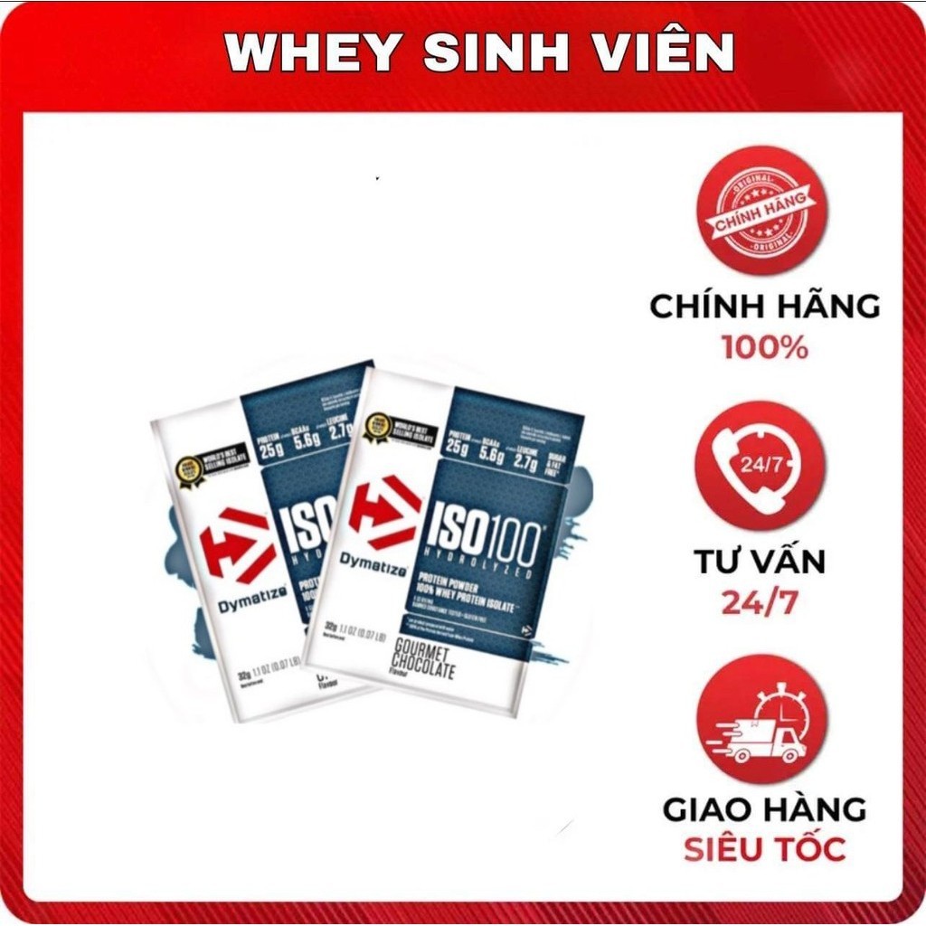 [Chính hãng] Dymatize Iso 100, Sample 1 lần dùng thử Iso 100 nhập khẩu chính hãng tại Whey Sinh ...