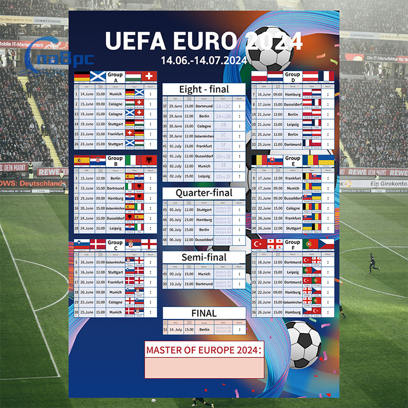2024 Euro Soccer Wall Chart Lịch trình Poster Đức Euro Soccer Wallchart Euro Tournament Wall ...