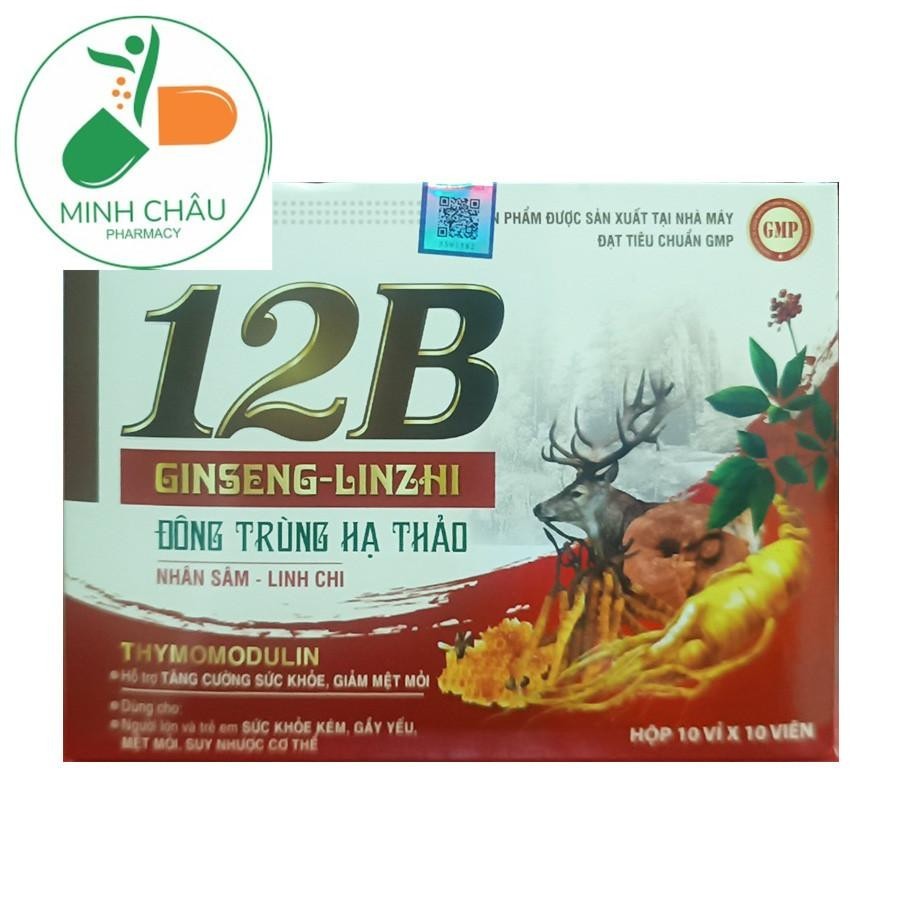Vitamin 12B Ginseng Linzhi đông trùng hạ thảo hộp 100 viên | Shopee ...