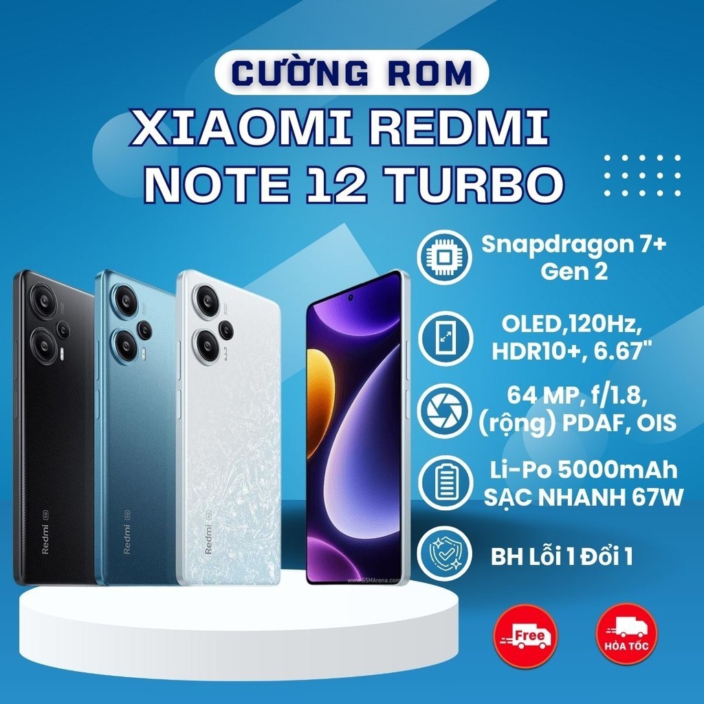 Điện thoại Xiaomi Redmi Note 12 Turbo (Bảo Hành 3 tháng 1 đổi 1) - Snapdragon 7+ gen 2 - Pin ...