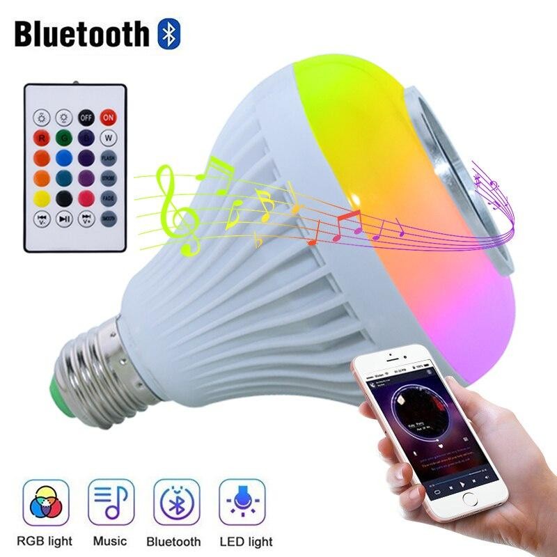 Bóng đèn âm nhạc Bluetooth RGB Loa 110V 220V E27 Bóng đèn LED Điều ...