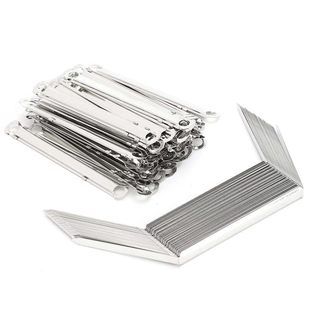 Str 50pcs File Fasteners 2-Hole Iron Binder Clip Paper Prong Fastener ...