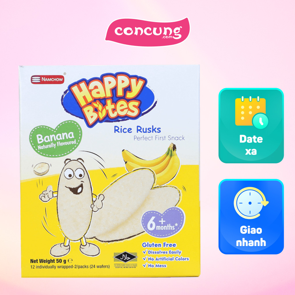Bánh Gạo Ăn Dặm Cho Trẻ Em Happy Bites Chuối 50g | Shopee Việt Nam