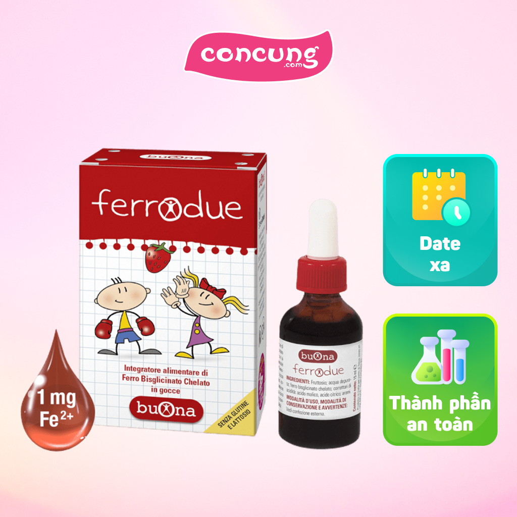 Sắt hữu cơ nhỏ giọt Ferrodue bổ sung sắt cho bé vị dâu 15ml | Shopee ...