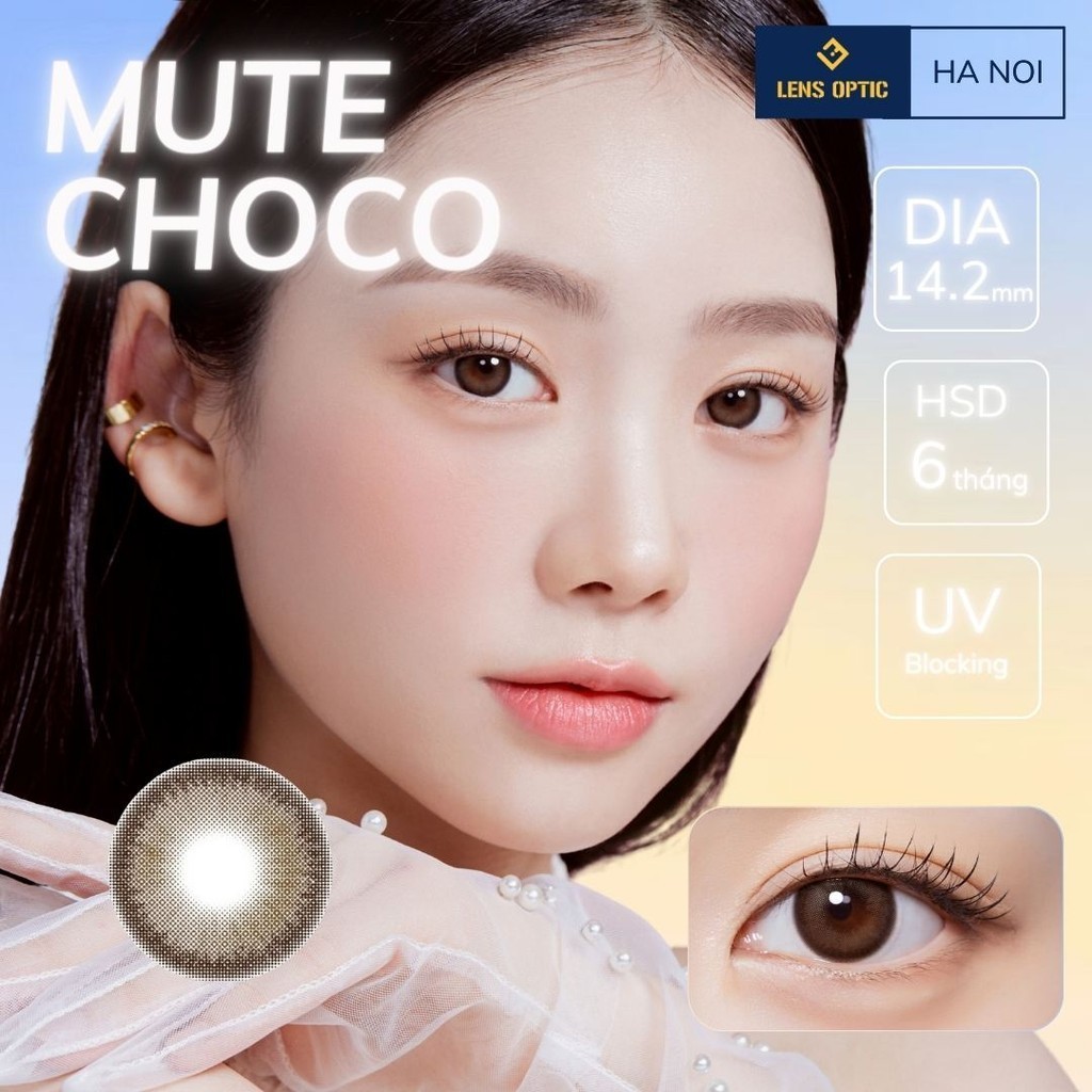 Kính Áp Tròng LENS OPTIC Màu Nâu MUTE CHOCO Dùng 6 Tháng Có Độ Cận ...